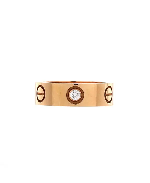CARTIER Love 3 Diamonds Band Ring 18k Rose Gold With Diamonds - Pink