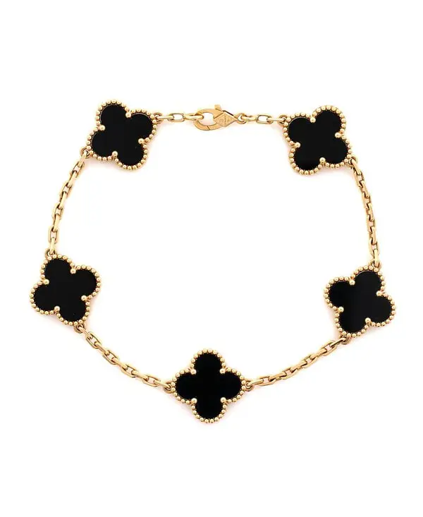 VAN CLEEF & ARPELS Vintage Alhambra 5 Motifs Bracelet 18k And Onyx - Gold