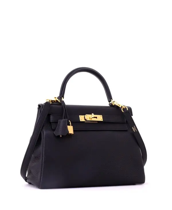 Hermès Kelly 28 Handbag Black Togo With Gold Hardware - Noir