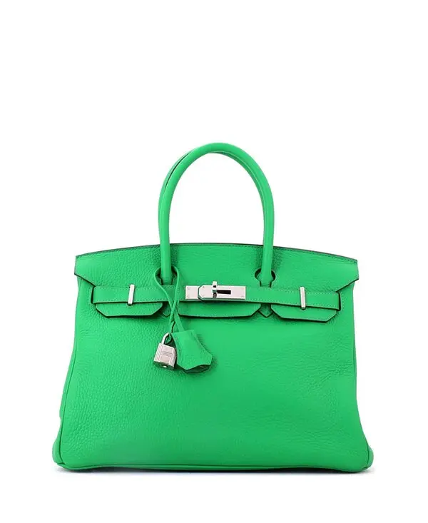 Hermès Birkin 30 Handbag Green Clemence With Palladium Hardware - Bamboo