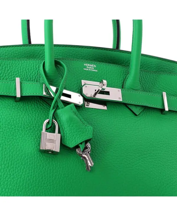 Hermès Birkin 30 Handbag Green Clemence With Palladium Hardware - Bamboo