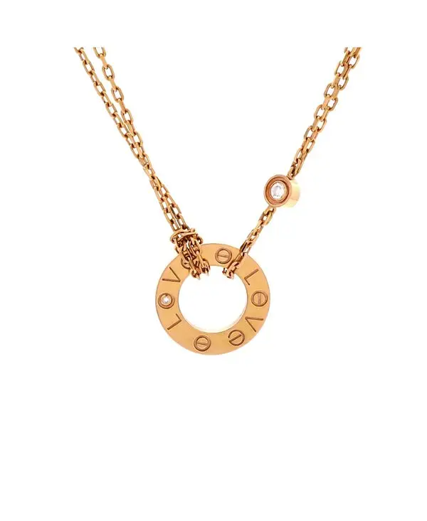 CARTIER 2 Diamonds Love Pendant Necklace 18k Rose Gold And Diamonds, 16 - Pink