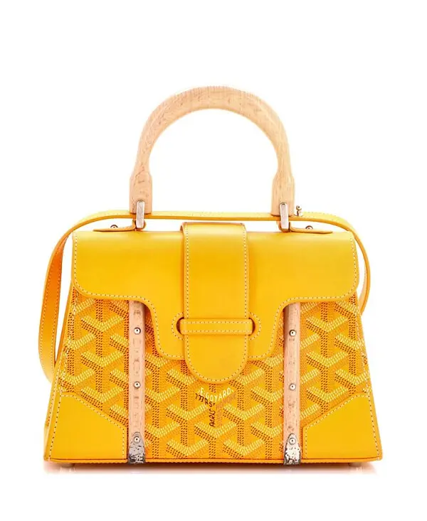 Goyard Mini Structured Saigon Top Handle Bag In Coated Canvas And Leather - Yellow