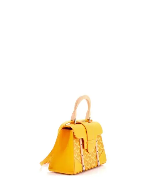 Goyard Mini Structured Saigon Top Handle Bag In Coated Canvas And Leather - Yellow