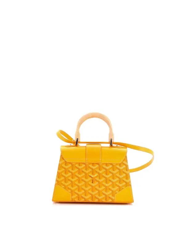 Goyard Mini Structured Saigon Top Handle Bag In Coated Canvas And Leather - Yellow