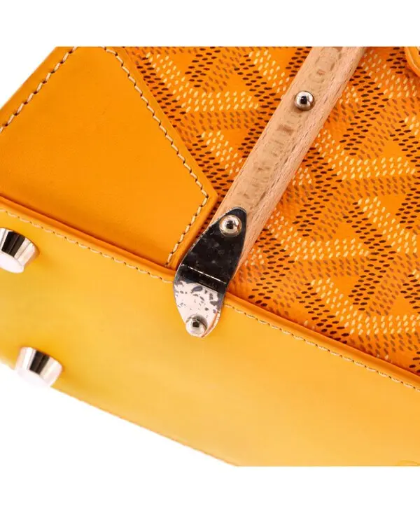 Goyard Mini Structured Saigon Top Handle Bag In Coated Canvas And Leather - Yellow