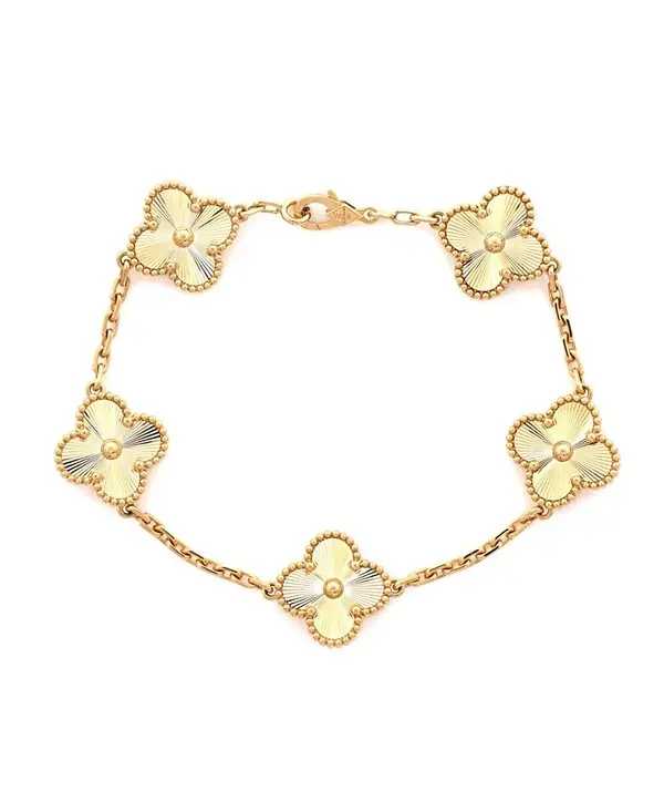 VAN CLEEF & ARPELS Vintage Alhambra 5 Motifs Bracelet Guilloche 18k - Gold