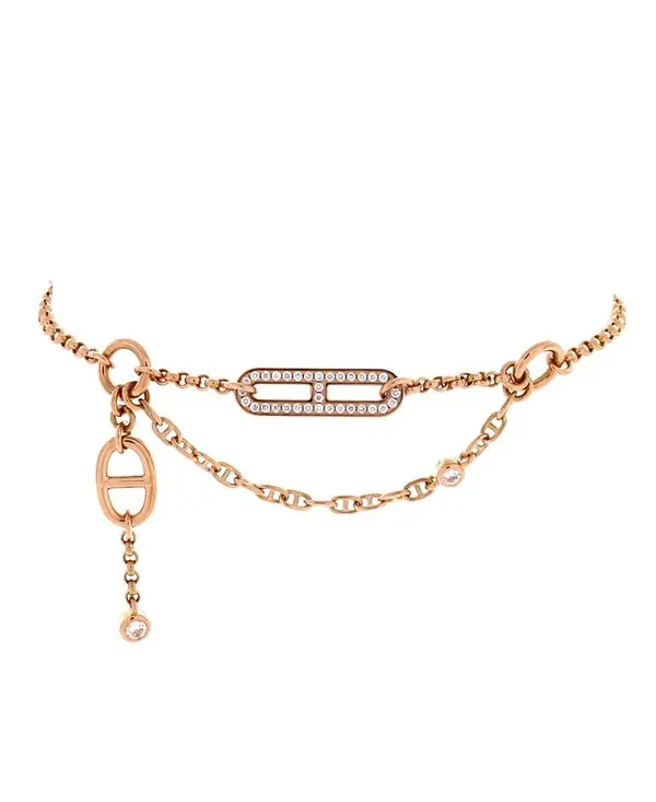 Hermès Chaine D'ancre Chaos Bracelet 18k Rose Gold With Diamonds - Pink