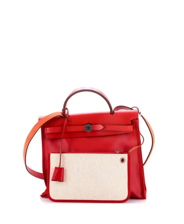 Hermès 31 Herbag Zip Berline Vache Canvas And Leather - Red