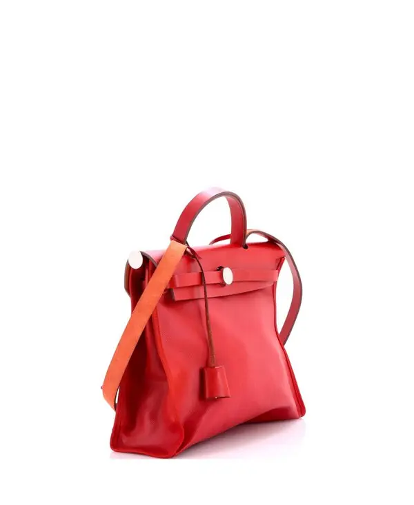 Hermès 31 Herbag Zip Berline Vache Canvas And Leather - Red