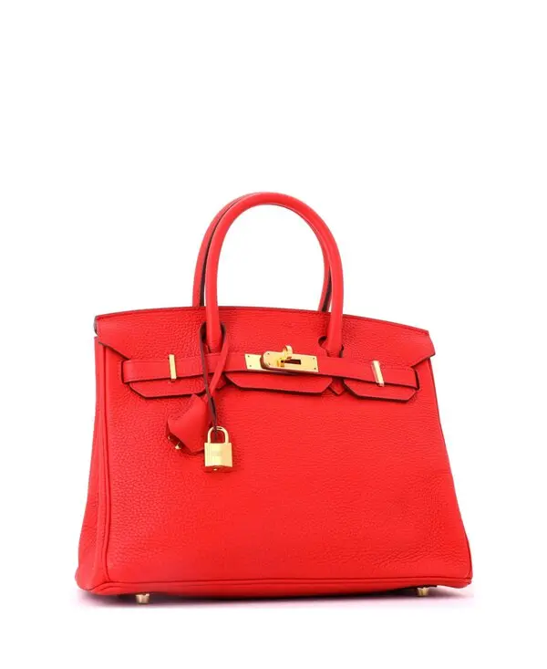 Hermès Birkin 30 Handbag Red Togo With Gold Hardware - Geranuim