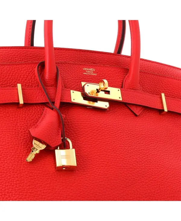 Hermès Birkin 30 Handbag Red Togo With Gold Hardware - Geranuim