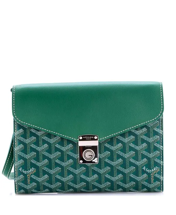 Goyard Chypre Wallet On Strap Coated Canvas With Leather - Green