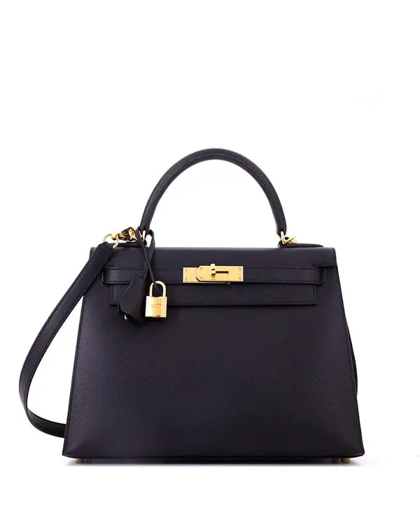 Hermès Kelly 28 Handbag Black Epsom With Gold Hardware - Noir