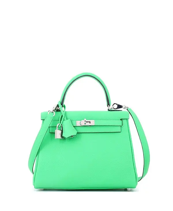 Hermès Kelly 25 Handbag Green Togo With Palladium Hardware - Vert Comics