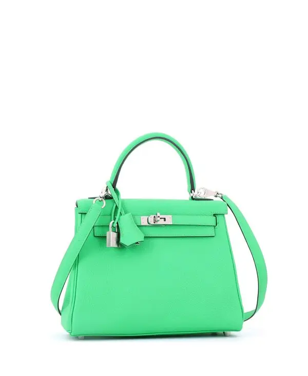 Hermès Kelly 25 Handbag Green Togo With Palladium Hardware - Vert Comics