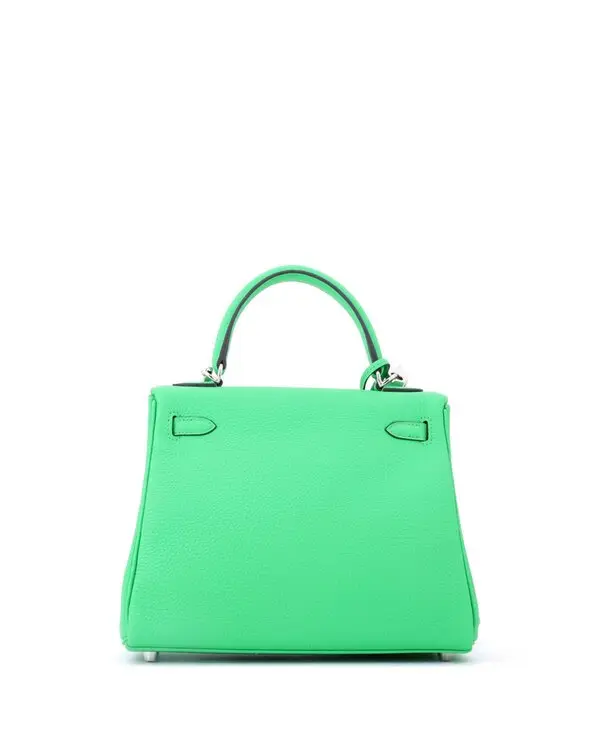 Hermès Kelly 25 Handbag Green Togo With Palladium Hardware - Vert Comics