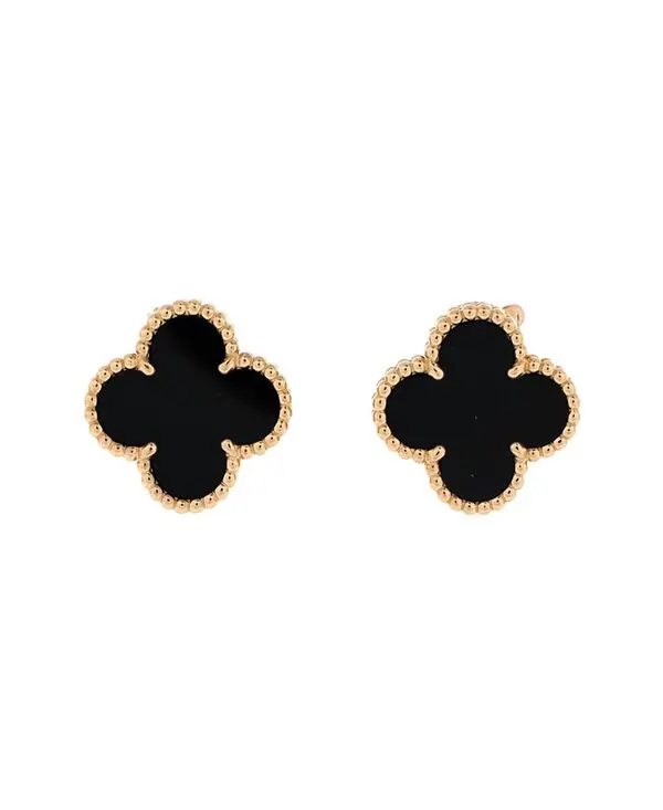 VAN CLEEF & ARPELS Vintage Alhambra Earrings 18k And Onyx - Gold