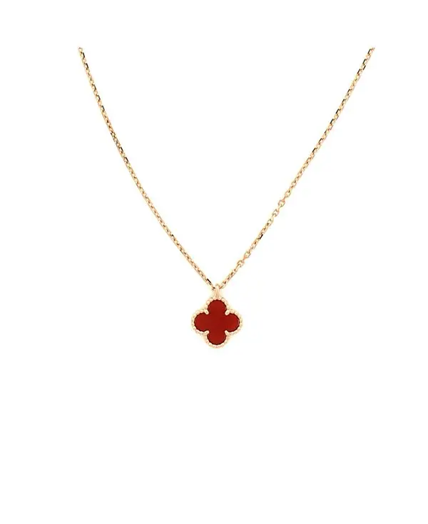 VAN CLEEF & ARPELS Sweet Alhambra Pendant Necklace 18k Rose Gold And Carnelian, 15.75 - Pink