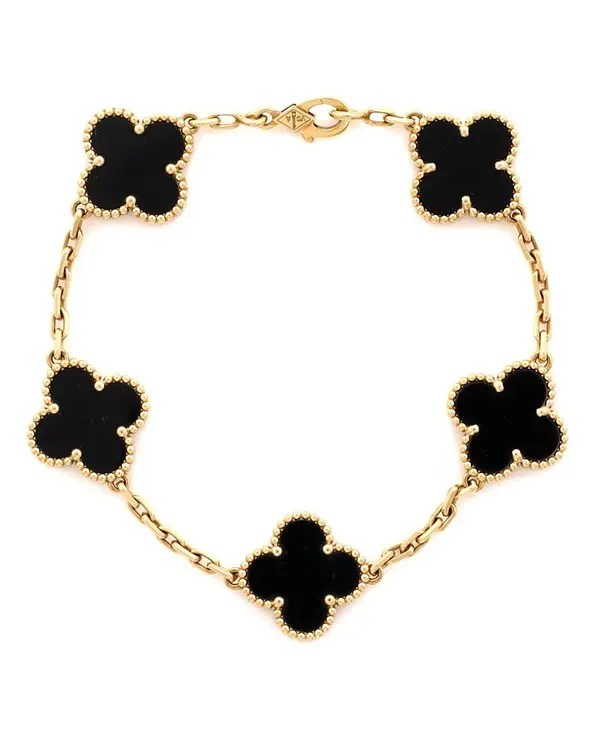 VAN CLEEF & ARPELS Vintage Alhambra 5 Motifs Bracelet 18k And Onyx - Gold