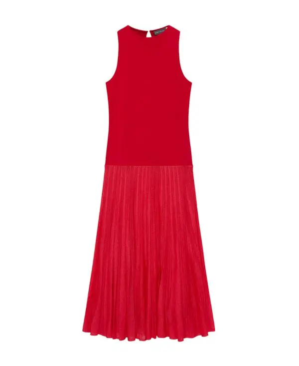 Mint Velvet Sleeveless Crewneck Pleated Maxi Dress