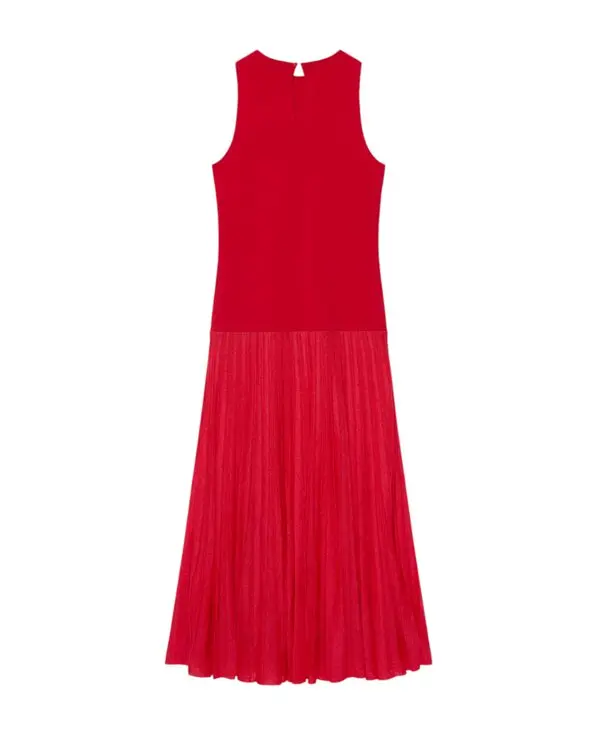 Mint Velvet Sleeveless Crewneck Pleated Maxi Dress