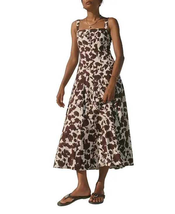 Mint Velvet Linen Blend Printed Midi Dress