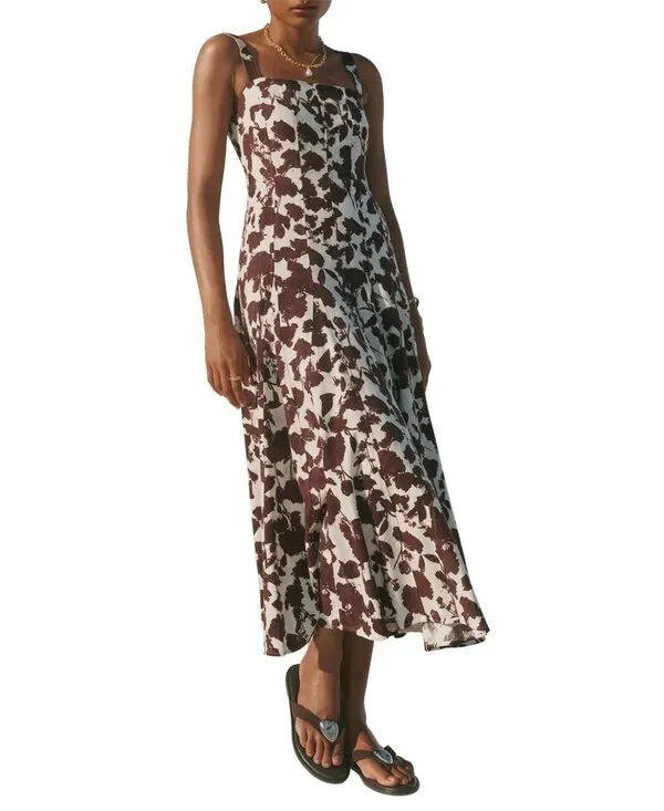 Mint Velvet Linen Blend Printed Midi Dress