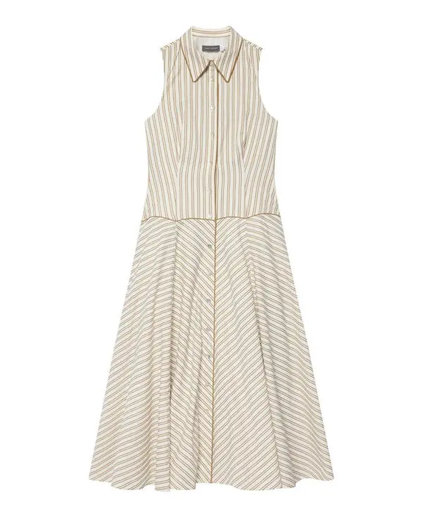 Mint Velvet Striped Button Midi Shirt Dress