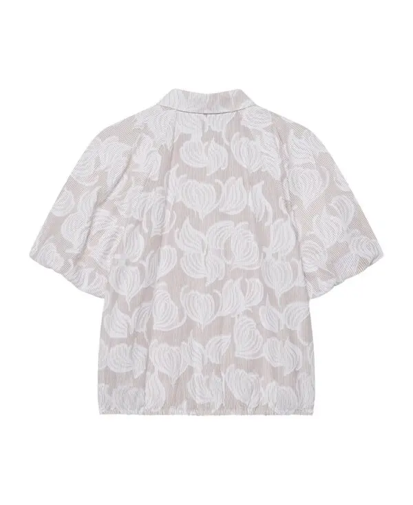 Mint Velvet Cotton Jacquard Puff Sleeve Shirt