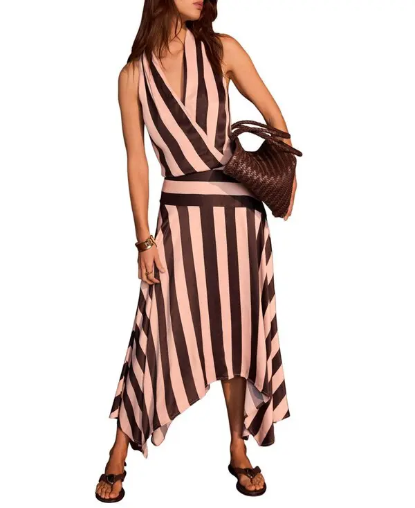 Mint Velvet Striped Halter Wrap Top