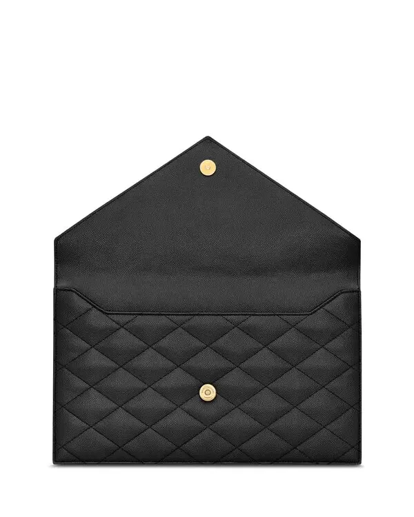 Saint Laurent Quilted Monogram Pouch - Black