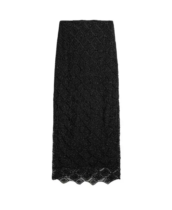 NOCTURNE Lace Midi Skirt With Back Slit