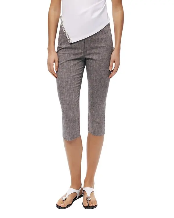 NOCTURNE Tailored Linen-blend Capri Pants - Grey