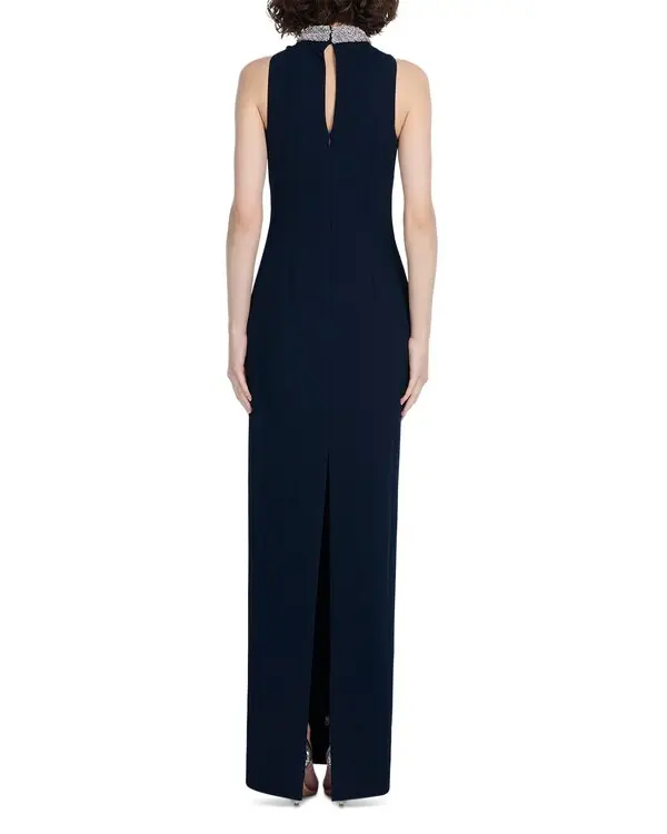 EMILY SHALANT Braided Crystal Mock Neck Gown