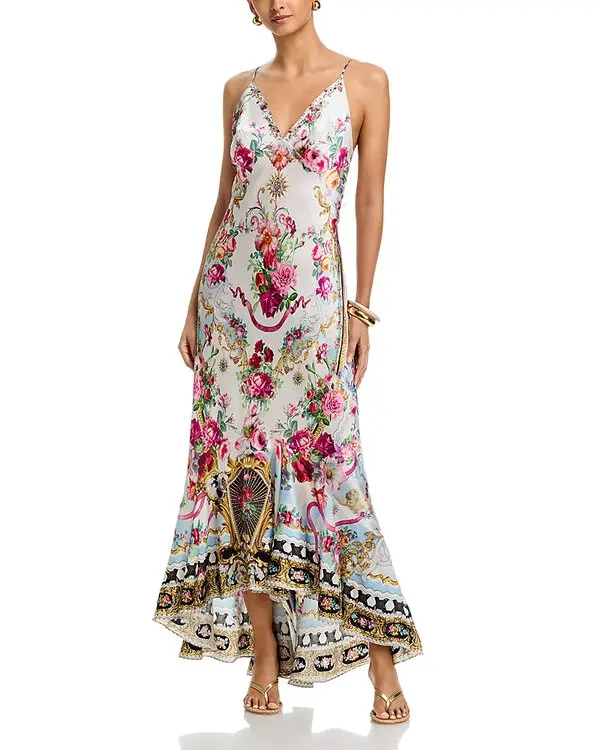 Camilla Printed Silk Slip Dress - Torero Libertine