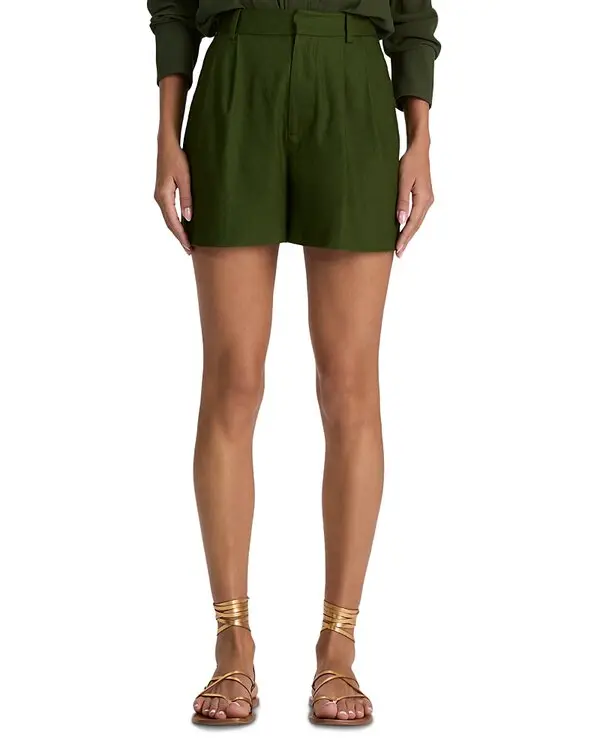 Alice + Olivia Conry Linen Blend Shorts - Dark Fern