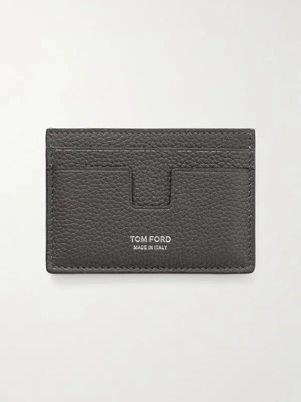 TOM FORD Full-grain Leather Cardholder - Gray