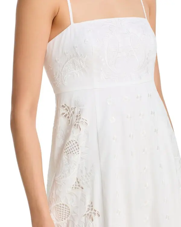 Aqua Agua Bendita Embroidered Poplin Maxi Dress
