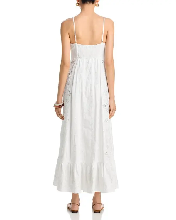 Aqua Agua Bendita Embroidered Poplin Maxi Dress