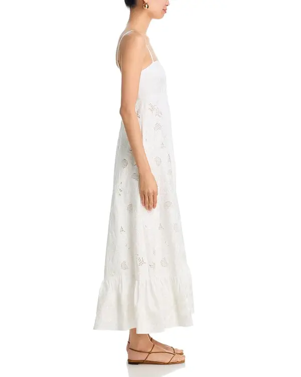 Aqua Agua Bendita Embroidered Poplin Maxi Dress