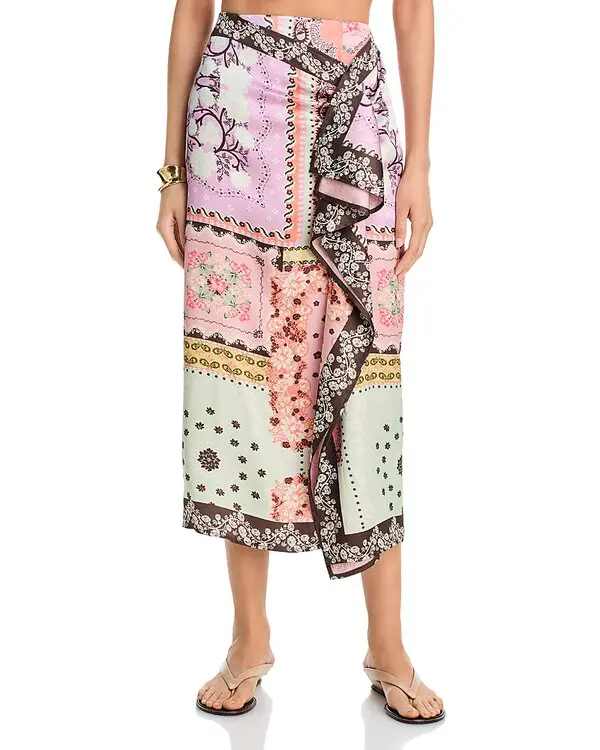 Aqua Ruffle Wrap Maxi Skirt - Multi