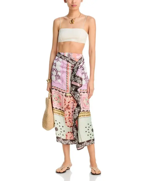 Aqua Ruffle Wrap Maxi Skirt