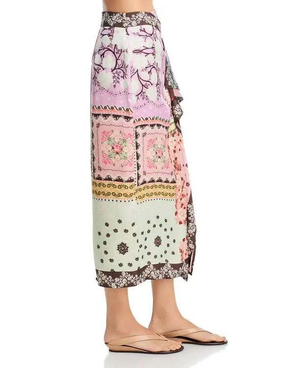 Aqua Ruffle Wrap Maxi Skirt