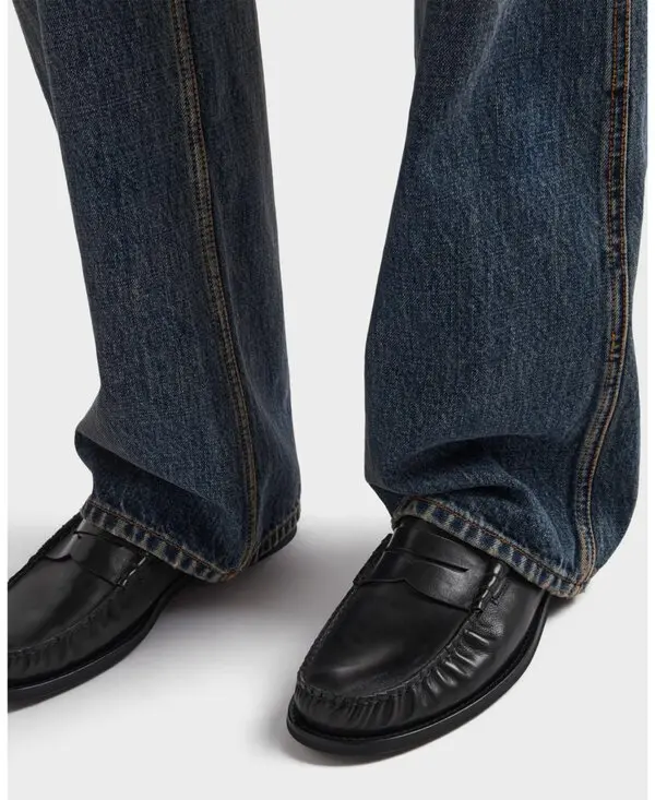 Prada Brushed Leather Loafers - Black