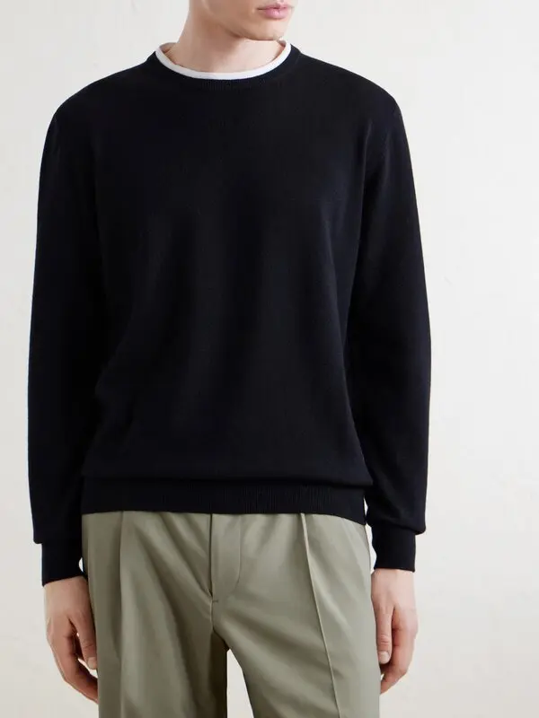 LARDINI Wool And Cashmere-blend Sweater With Contrasting Trim