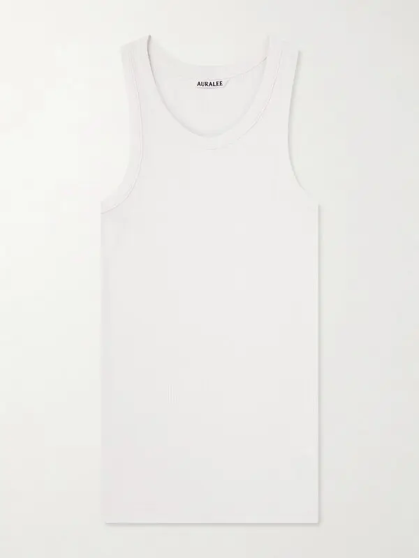 Auralee Ribbed Organic Cotton-jersey Tank Top - Neutrals