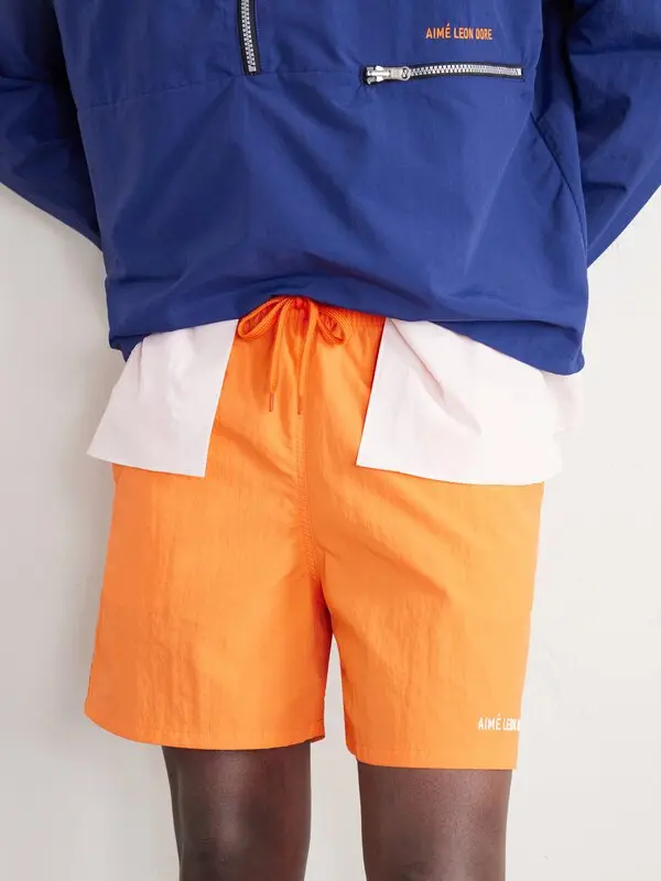Aimé Leon Dore Straight-leg Logo-embroidered Shell Drawstring Shorts - Orange