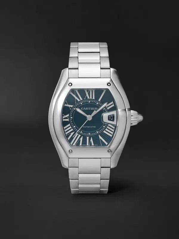 Cartier Roadster Automatic Stainless Steel And Rubber Watch - Blue