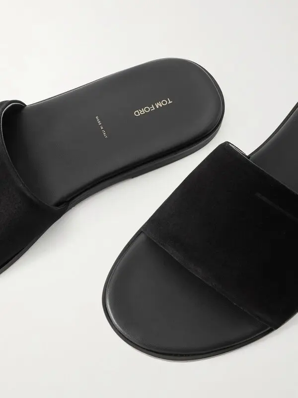 TOM FORD Kai Suede Slides - Black
